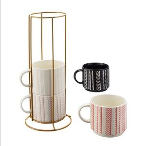 Kitchen | Four Stacking Mugs With Wire Rack | Poshmark